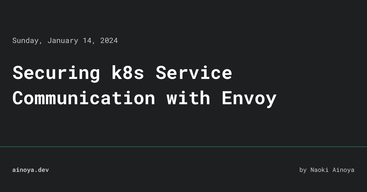 Securing k8s Service Communication with Envoy • ainoya.dev