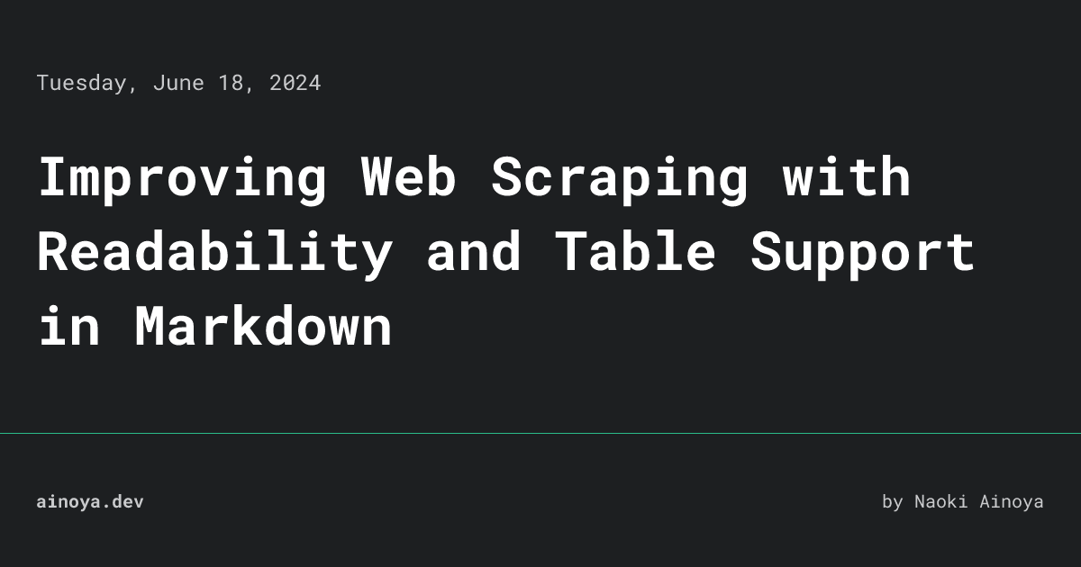 Improving Web Scraping with Readability and Table Support in Markdown ... Improving Web Scraping with Readability and Table Support in Markdown ...